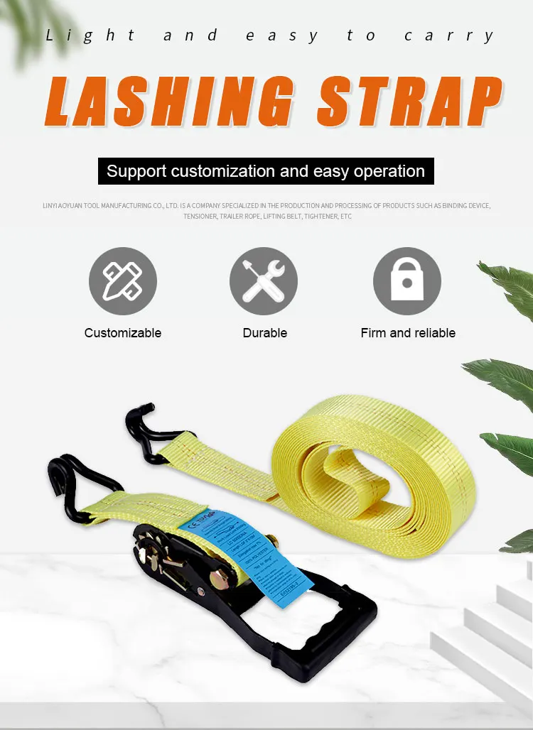 2'' Heavy Duty Ratchet Tie Down Strap Lashing Load Straps Cargo Control ...