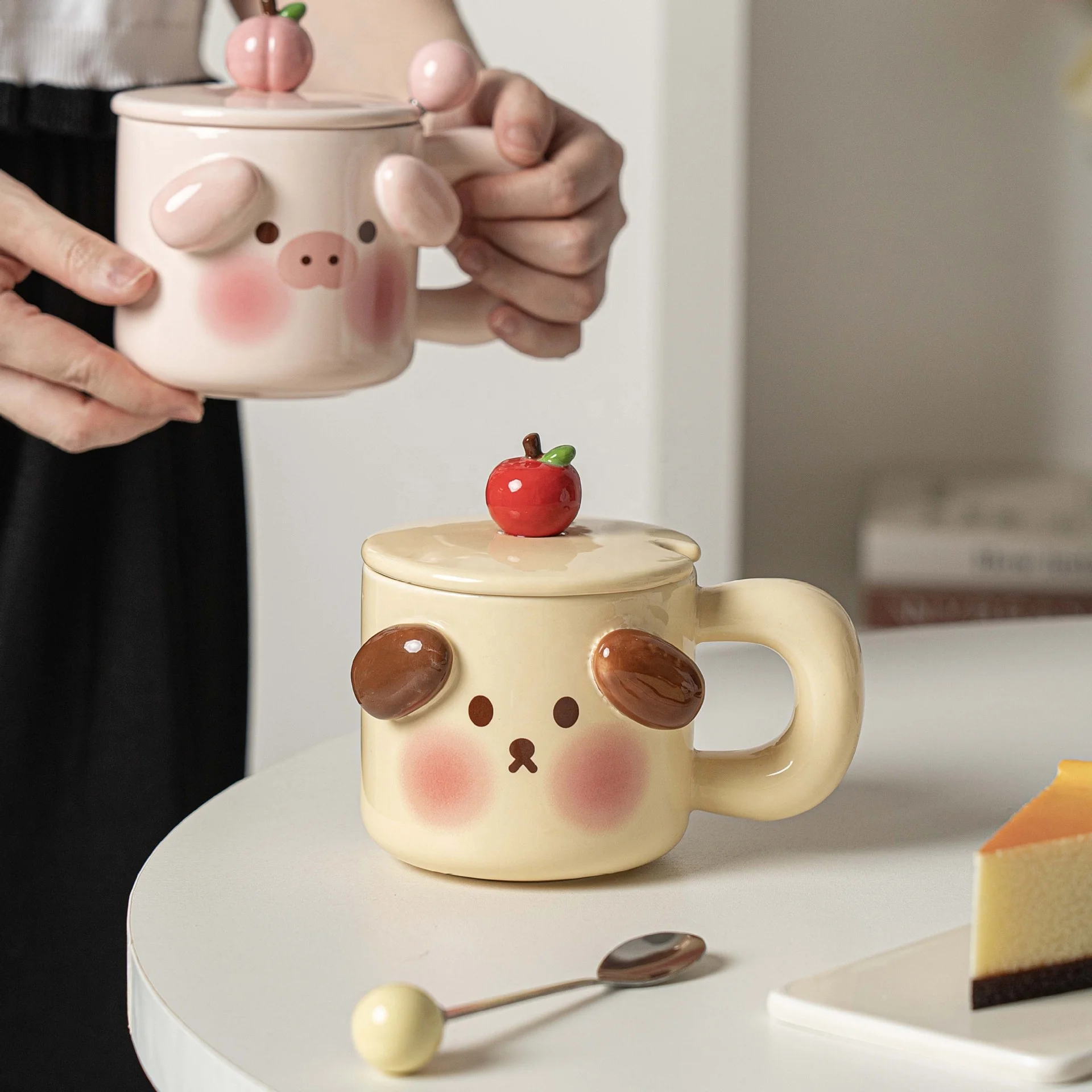 Cute Animal Pig Mug Cartoon Bear Ceramic Coffee Mugs For Girls - Buy ...