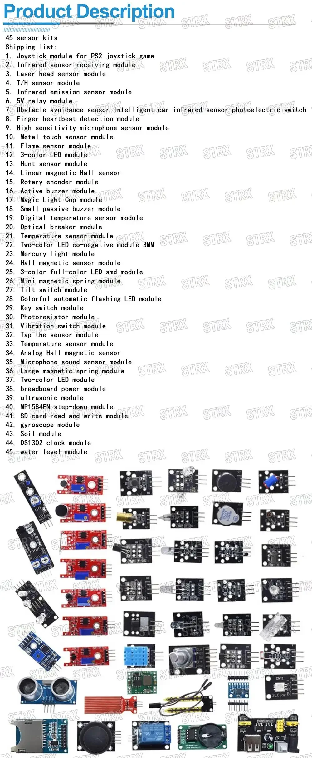 Arduino 45 in 1 Sensors Modules Starter Kit - Better Than 37in1