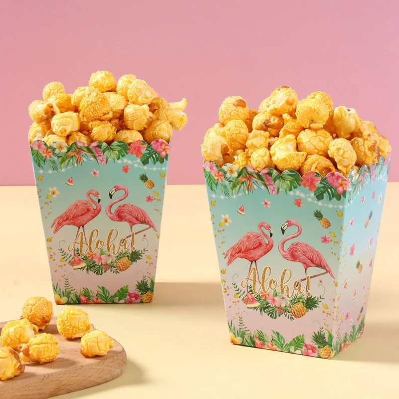Flamingo Party Decorations Popcorn Boxes Buckets Hawaii Popcorn Paper ...