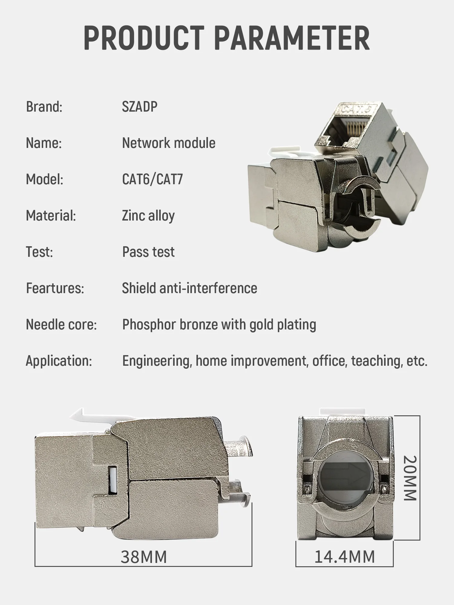 Rj45 Cat6a Cat7 Keystone Jack With Shielded 8p8c Zinc-alloy Keystone Module - Buy Cat7 Jack,Cat7 ...
