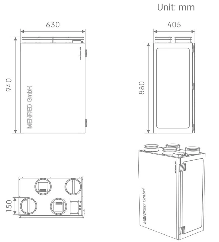 Vertical Erv Energy Recovery Hrv Ventilation System Wall Mounted Air ...
