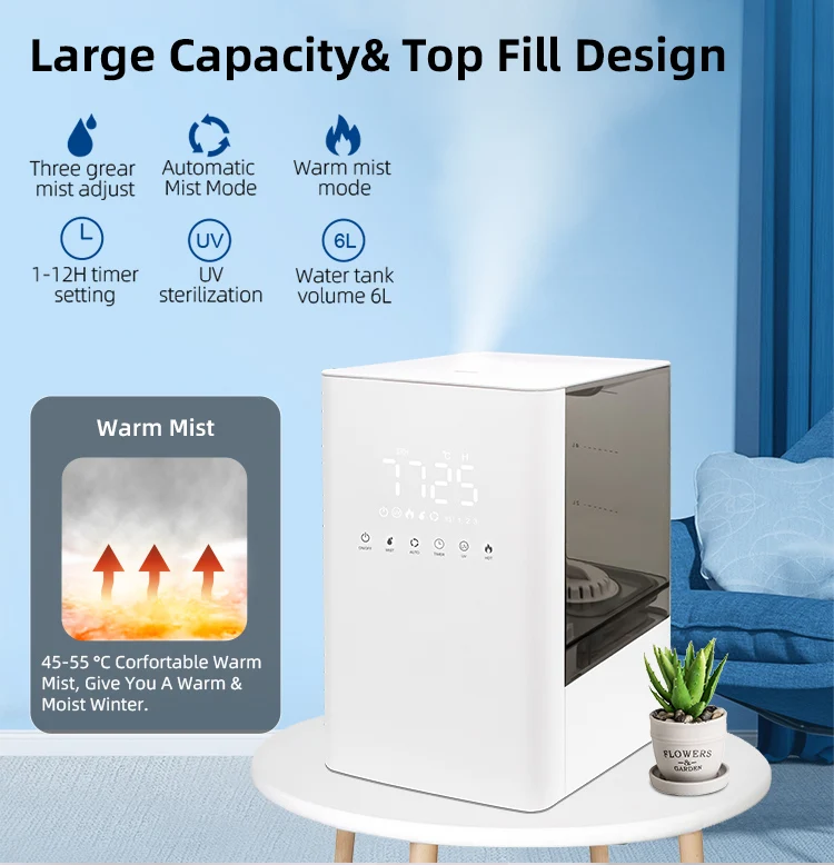 Large Capacity 6l Cool And Warm Mist Industrial Heating Mist Smart Life ...