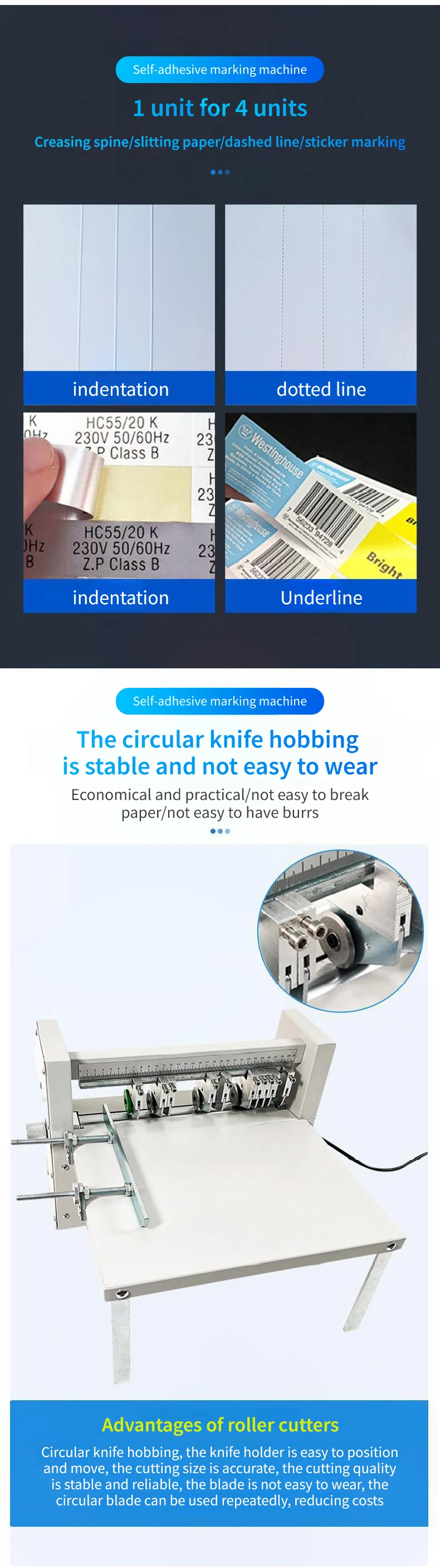 A4 Label Paper Cutter Indentation Dotted Line Die-Cutting Machine Self ...