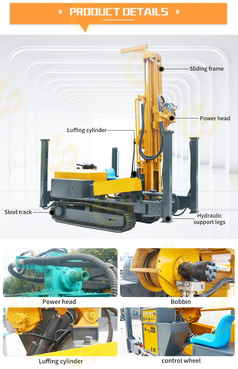 Large Hydraulic Diesel Engine Tracked Water Well Drilling Rig With ...