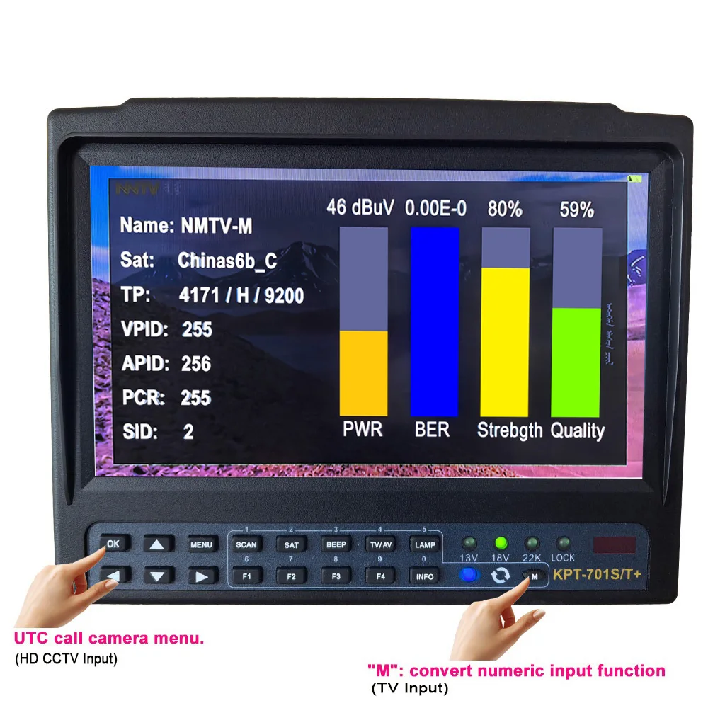 3-in-1 TV Signal Finder Meter DVB-S/S2 DVB-T/T2 DVB-C with AHD CCTV ...