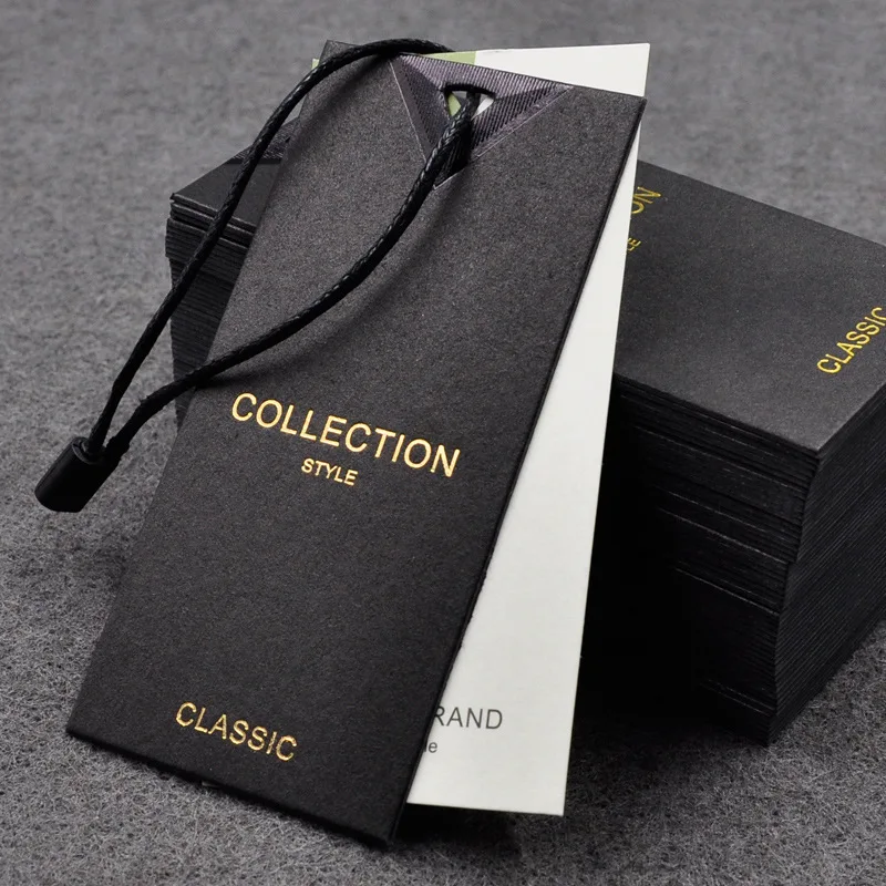 Matte Black Paper Hangtags for Clothes - Luxury Gold Stamping