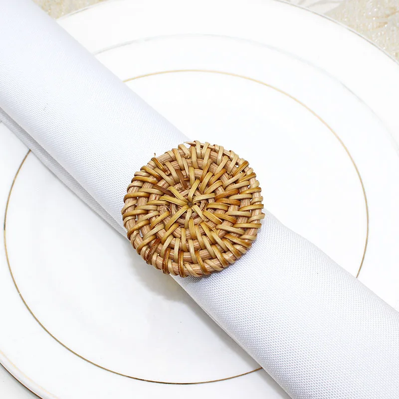 Tabletex Handmade Rattan Napkin Ring Retro Straw Plaiting Napkin Holder ...