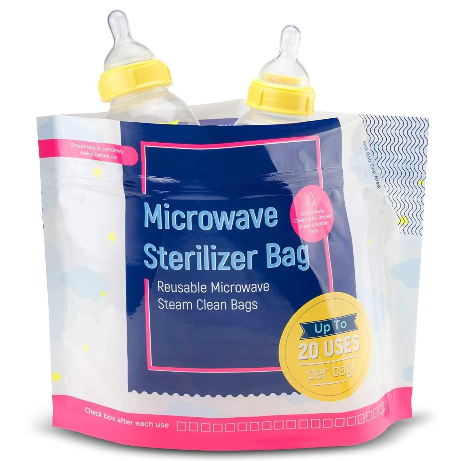 Custom Printed Stand Up Pouch Resealable Microwave Steam Sterilizer ...