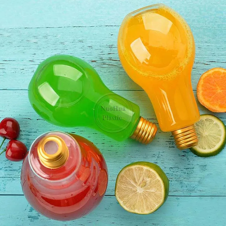 NH H Light Bulb Shaped Bottles - Perfect for Juices & Drinks