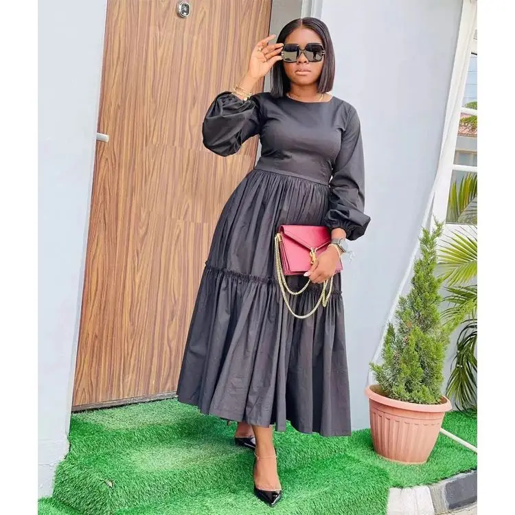 Girls Bodycon Long Sleeve Pleated Zipper Long Maxi Dress Ladies Casual ...