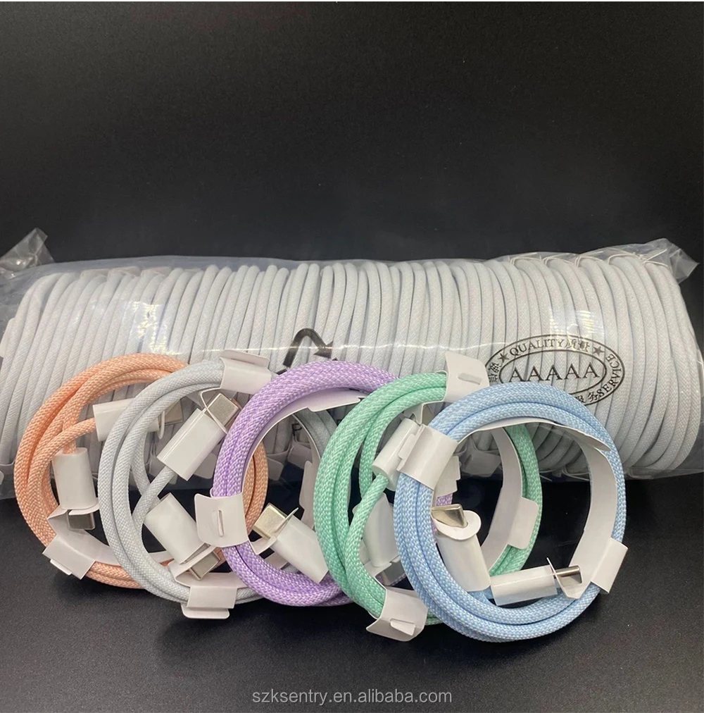 60w Usb-c Charge Cable 1m For Iphone 15 Pro Max Woven Nylon Type C To ...