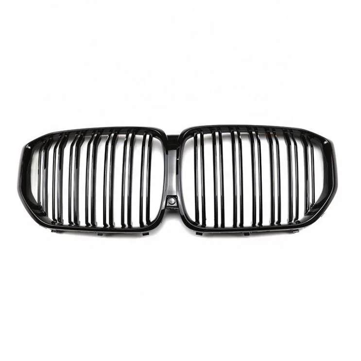 Abs Double Slats Gloss Black Front Bumper Kidney Center Grille Mesh ...