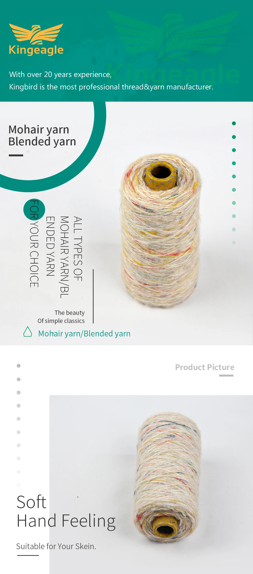 Kingeagle 2023 Factory Blended Mohair Yarn Knitting Yarn For Sweater - Buy Knitting Wool Mohair ...