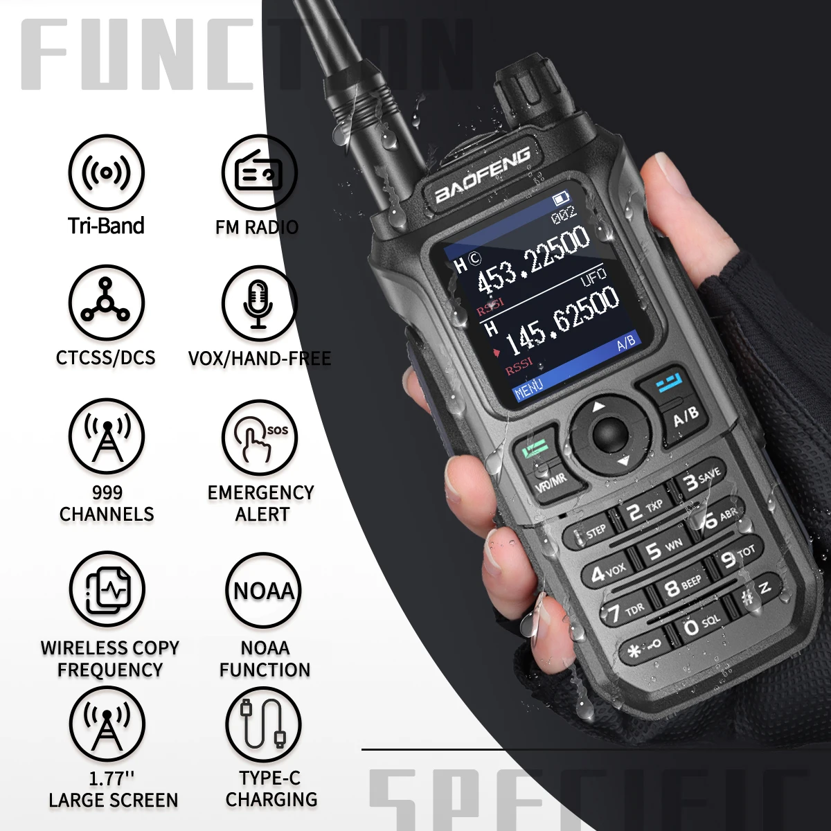 Baofeng Uv-21 Pro Walkie Talkie Long Range 999 Chs Intercom Type-c Ham ...