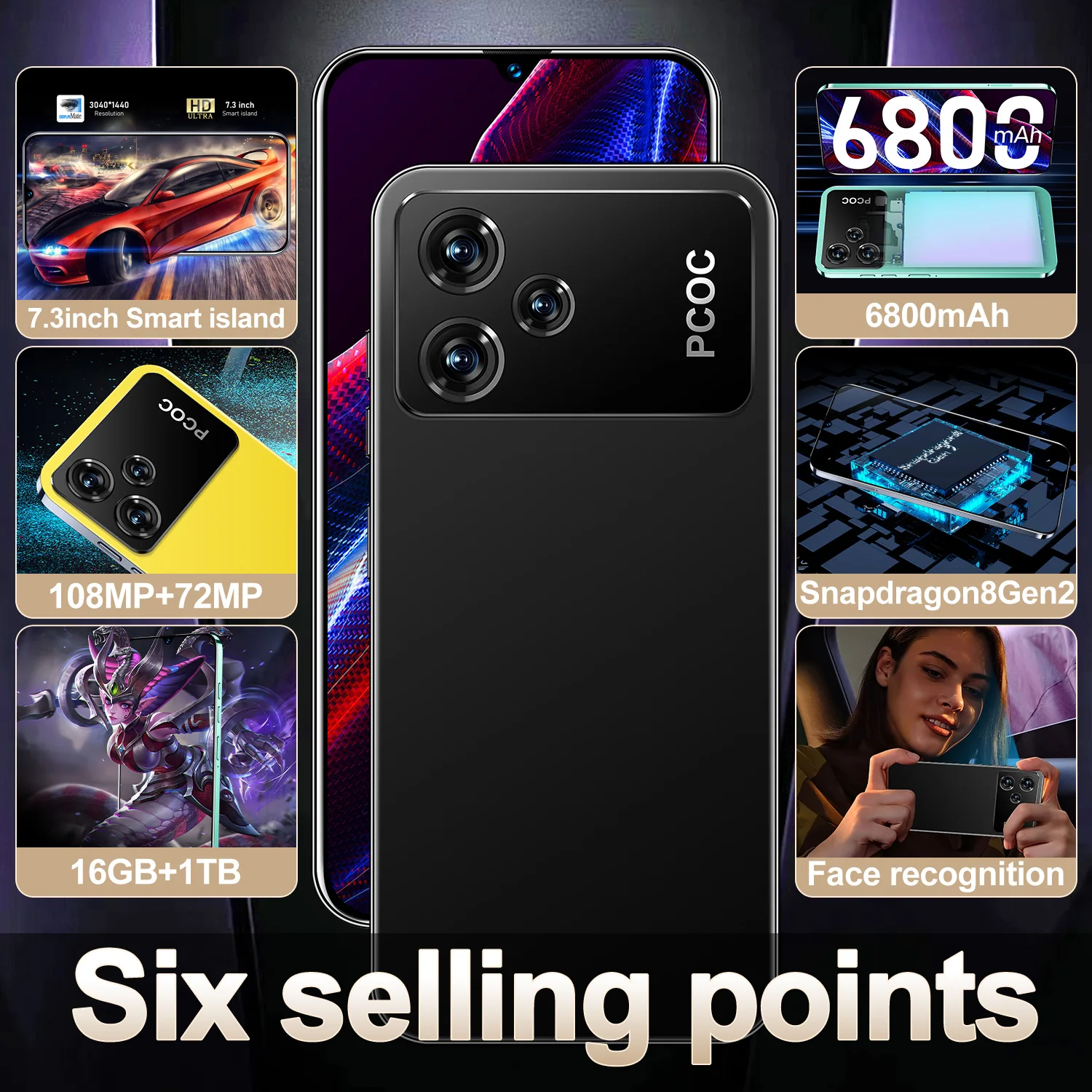 Ready To Ship M6 Pro 16gb+1tb 3g 4g Smartphone Smartphone 5g Mobile ...