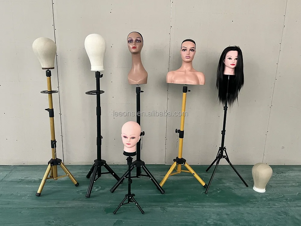 Leeons Mannequin Head Canvas Head Tripod for Wig Making