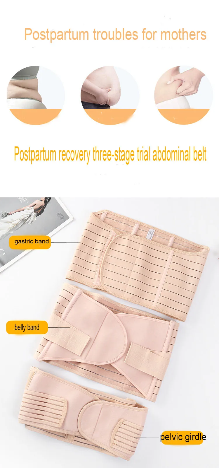 Female Postpartum Girdle Support Postpartum Belt 3 In 1 Slimming Belly ...