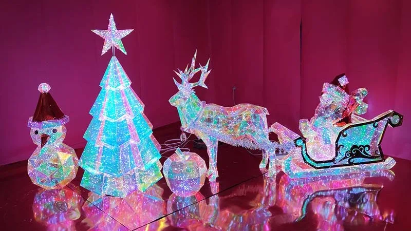 V98 New Design Christmas Scene Layout Christmas Magic Deer Light Tree ...