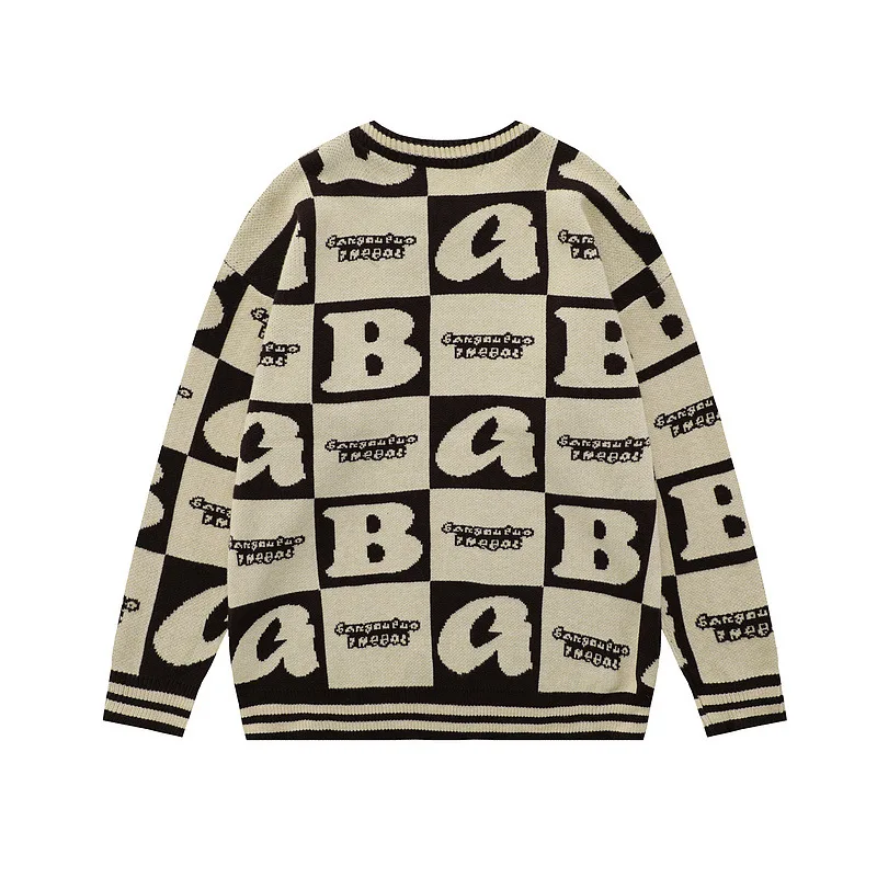 New Jacquard Brand Letter Jacquard Logo Round Neck Knit Pullover Custom ...