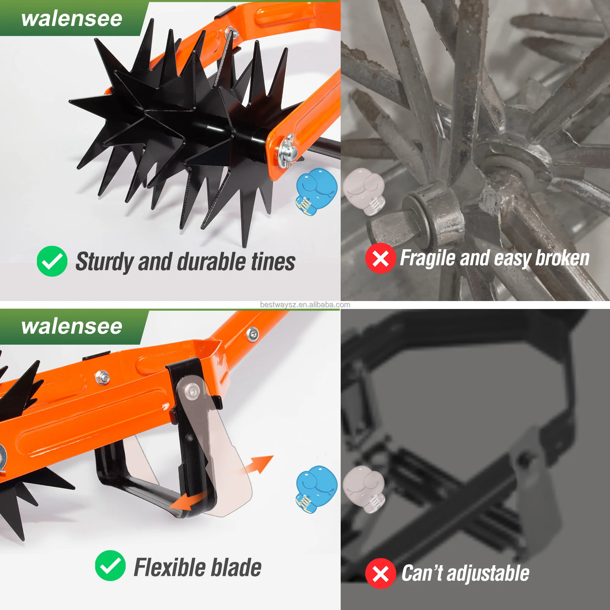 Rotary Cultivator Tool - Adjustable Garden Hand Tiller