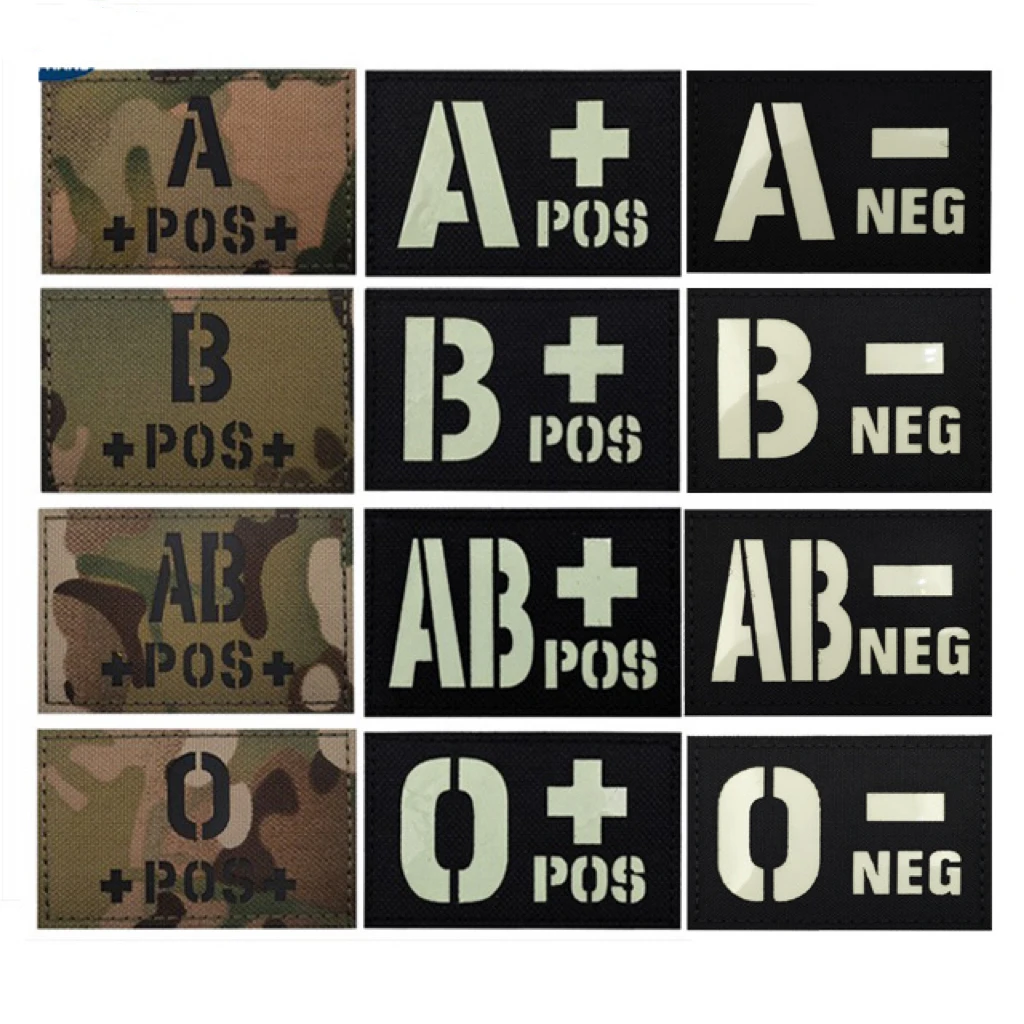 Outdoor Identification Patch Tactical Blood Type Luminous Patch Garment ...