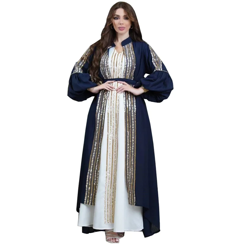 Middle East Kuwaiti Robe Muslim Fashion Beaded Embroidered Two-piece ...