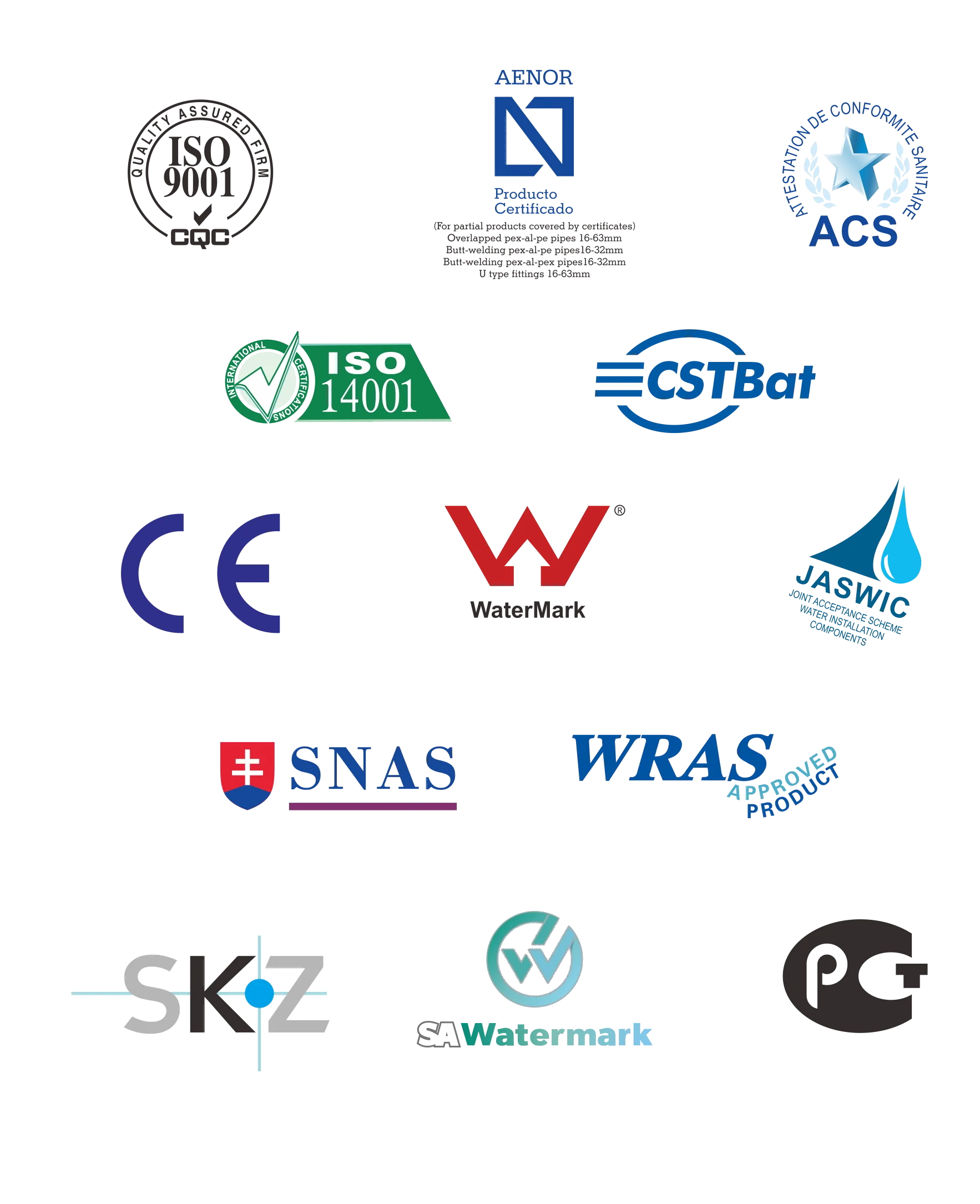 Aenor Acs Skz Watermark Wras Certified Hot Water Pipe PEX AL PEX