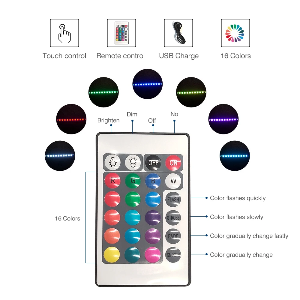 16 Colors USB or Battery Powered 3D Illusion Lamp LED