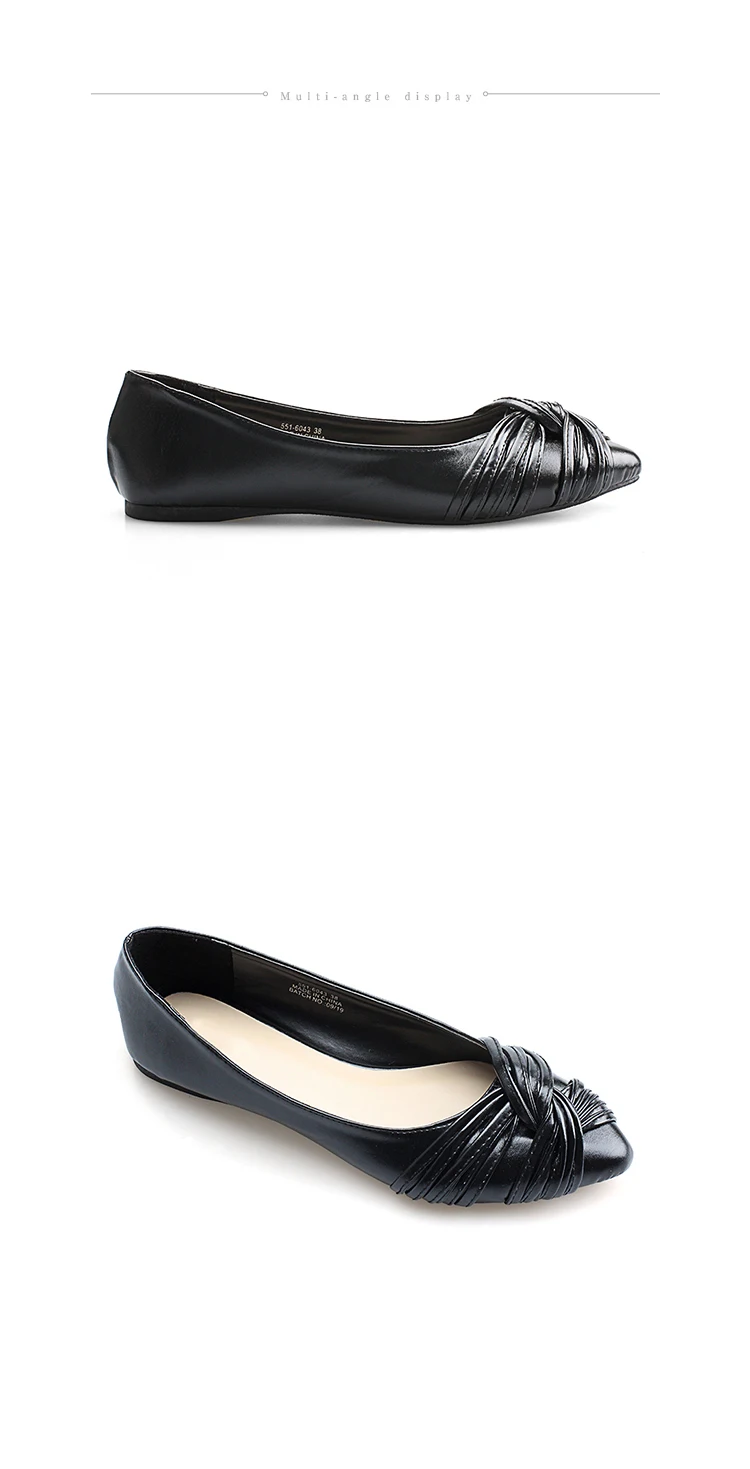 Stock 2023 The Fashion Women Sharp Toe Twist Pu Shining Bow Comfortable ...