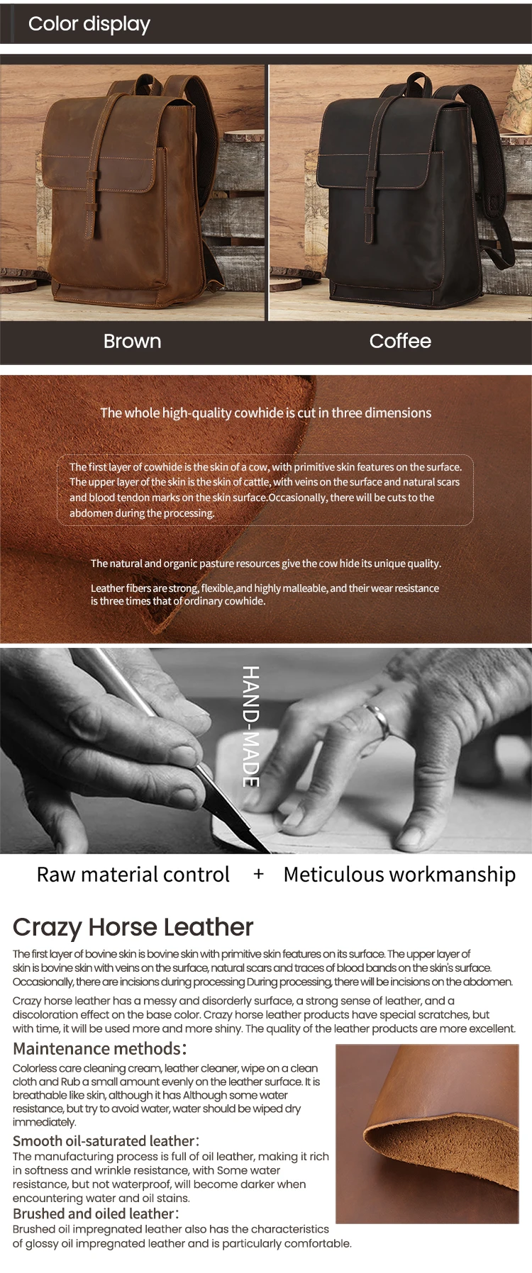 Vintage Cowhide Laptop Computer Large Capacity Crazy Horse Cow Bag Men ...