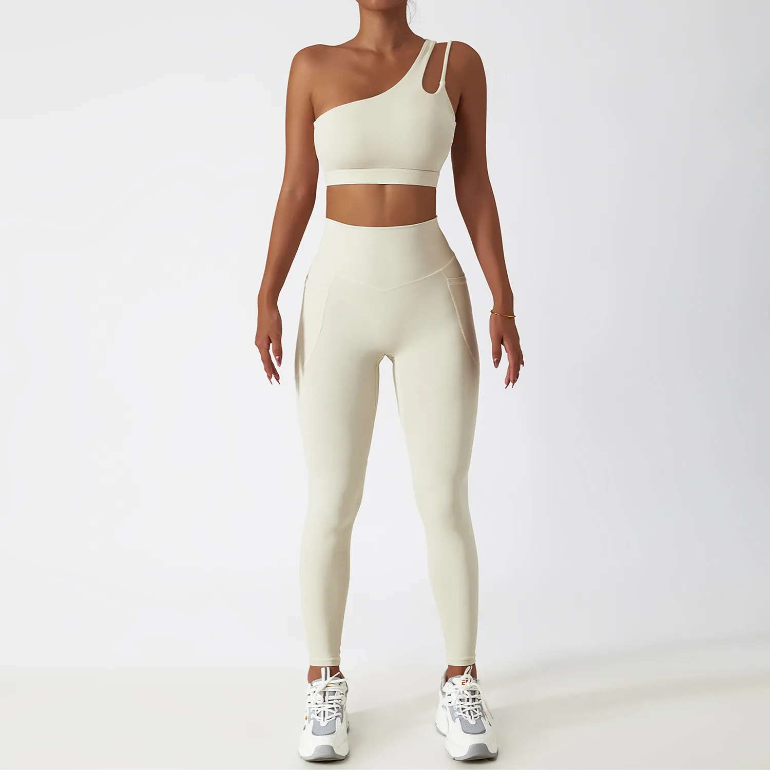 Custom One Shoulder Bra Top Pant Set Workout Sets Eco Friendly Athletic ...