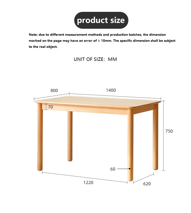 F6111 Solid Beech Wood Dining Table Set - Modern Nordic Style