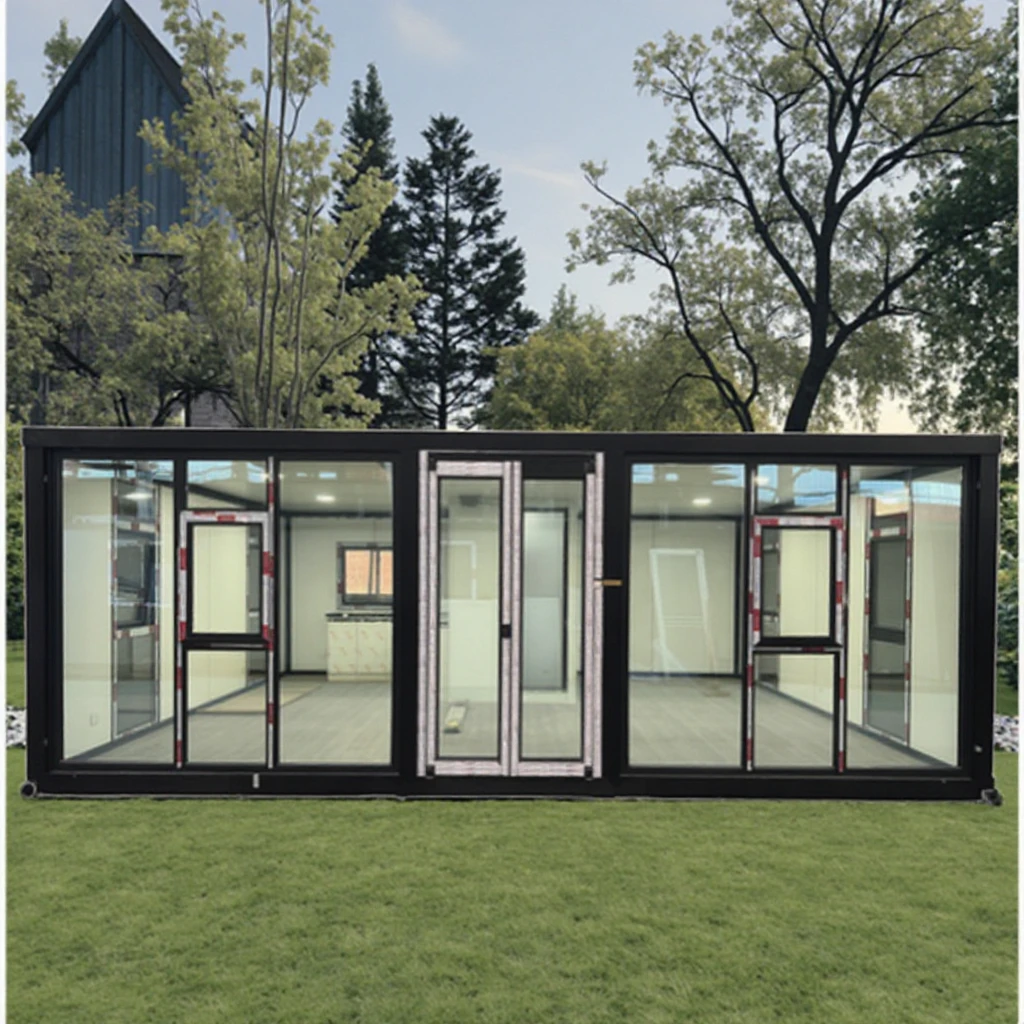 Flat-roofed Glass House Factory Custom-made Folding Living Container ...