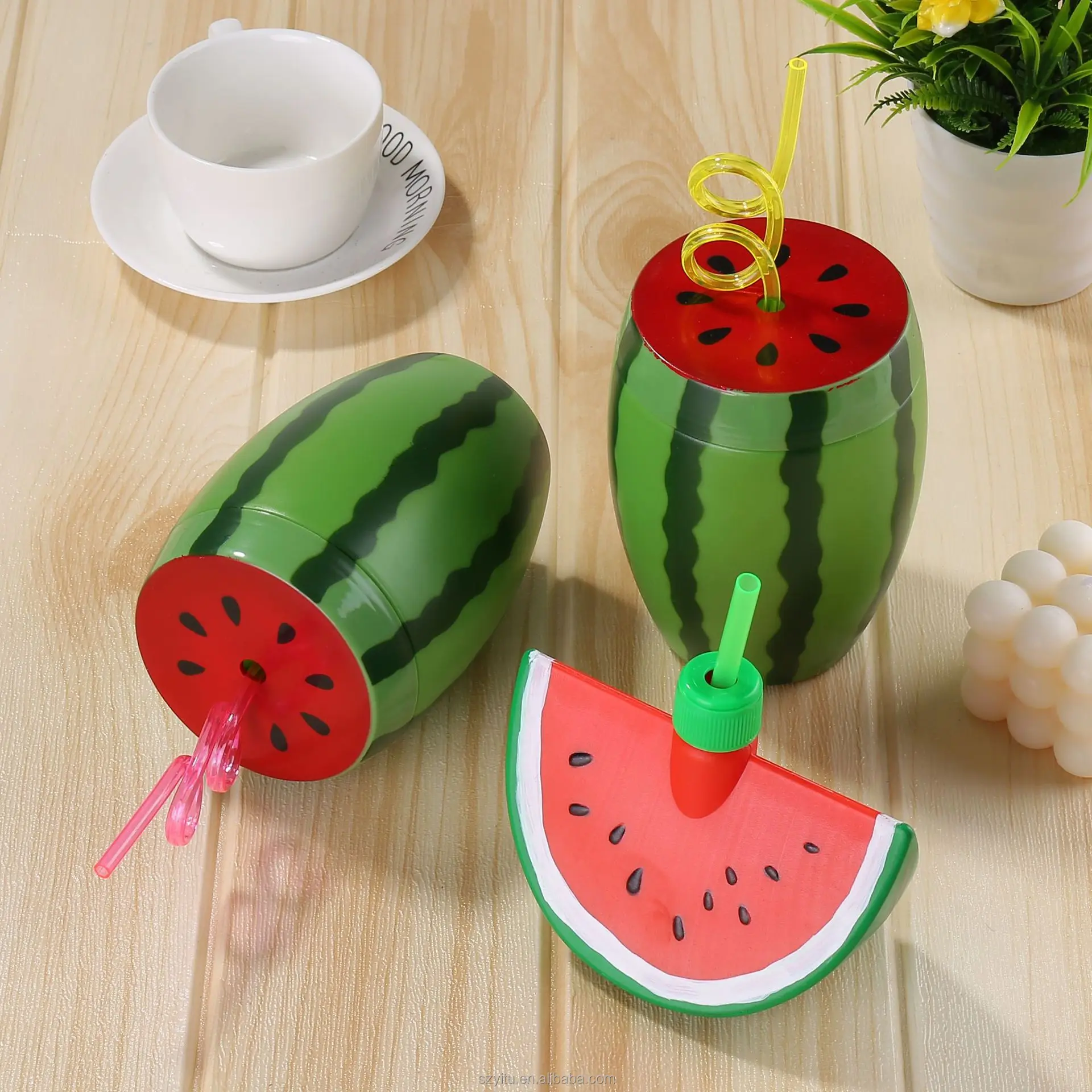 Disposable Plastic Cup Fruit Shape Water Drink Cup Half Watermelon ...