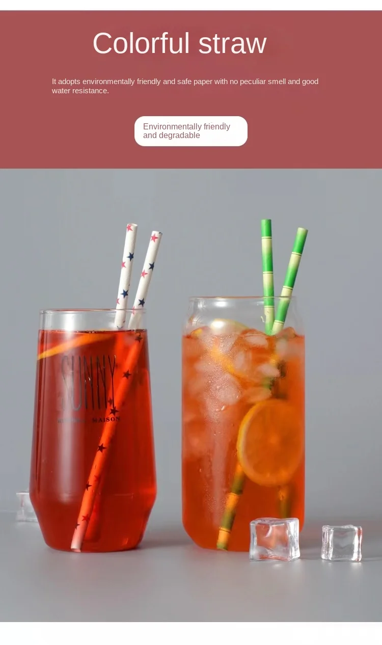 Custom Biodegradable Individually Wrapped Paper Straws Eco Friendly