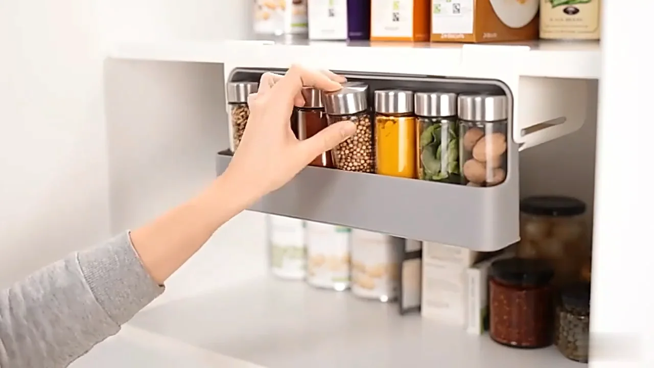 1pc Kitchen Holder Seasoning Bottle Rack Under-shelf Spice Organizer ...