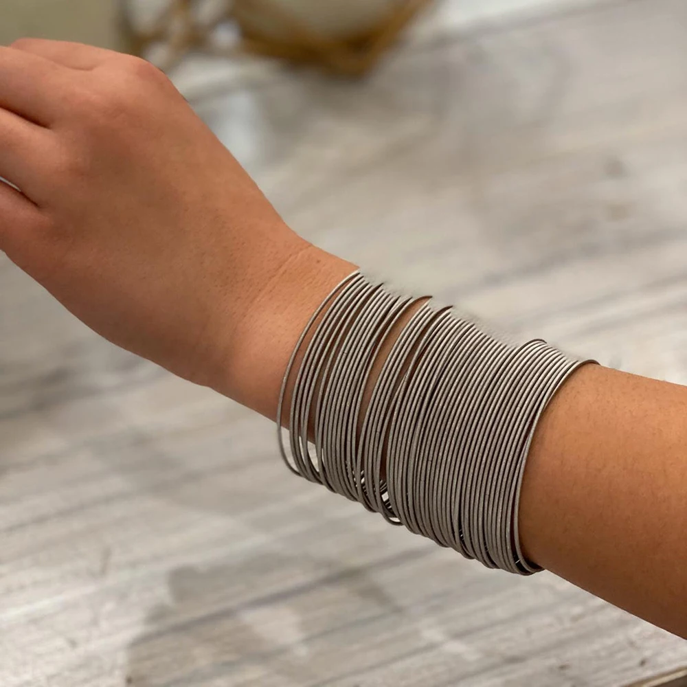 Waterproof 304 Stainless Steel Guitar Strings Spring Bracelets Set ... Waterproof 304 Stainless Steel Guitar Strings Spring Bracelets Set ...