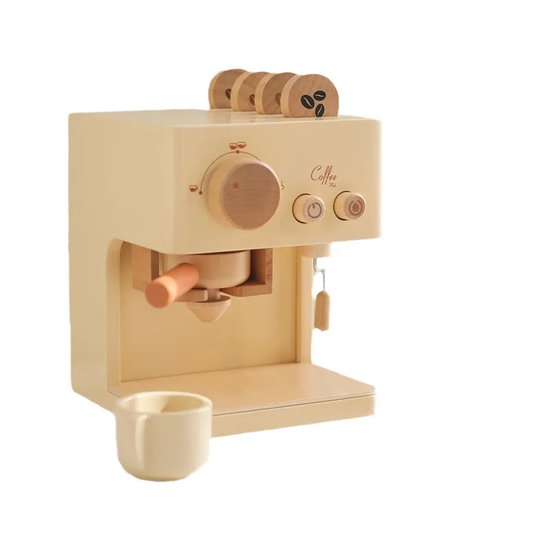 Wooden Play Coffee Machine Tea Utensils Kitchenware Set Wooden Puzzle ...