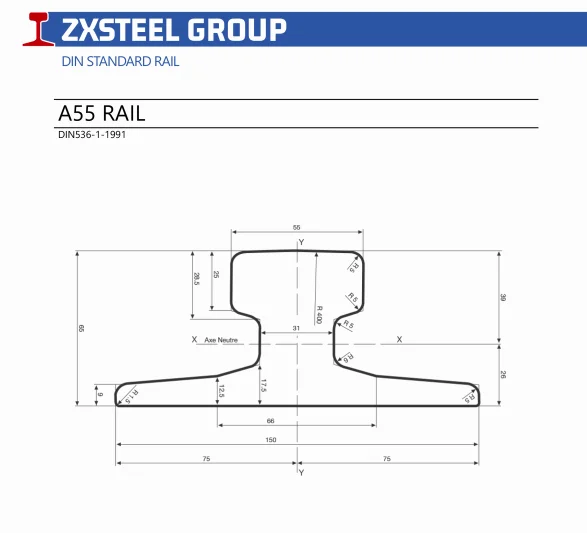 Din 536 Standard A55 Crane Rail With Material 50mn - Buy A55 Crane Rail din 536 Standard ...