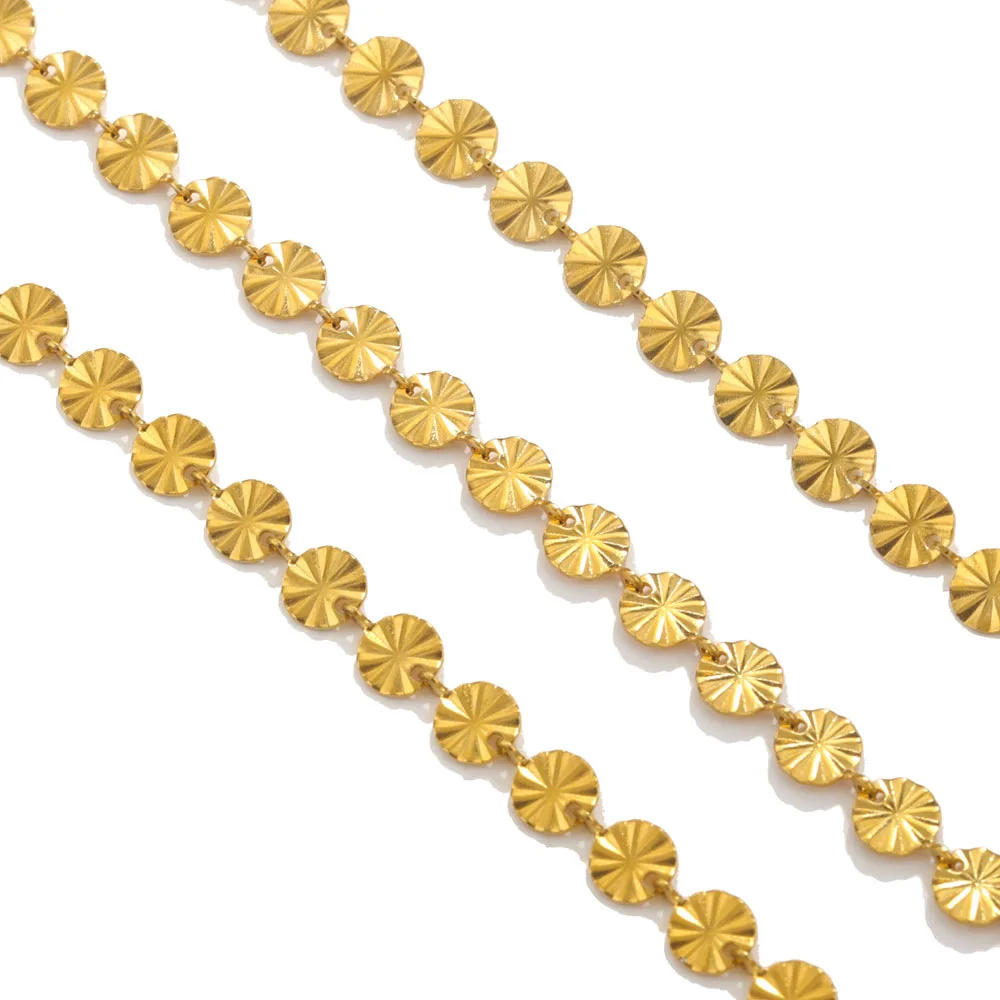 Multi Size Stainless Steel Gold Embossed Sunflower Link Chain Rolls ...