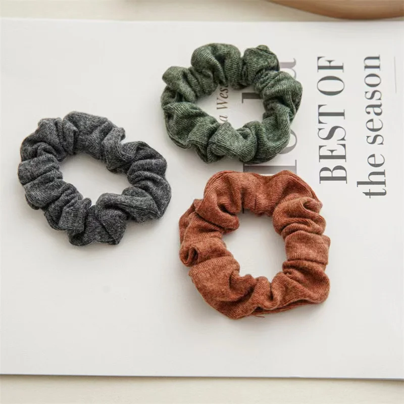 New Simple Fashion Cashmere Wool Thick High Elastic Hair Scrunchies ...