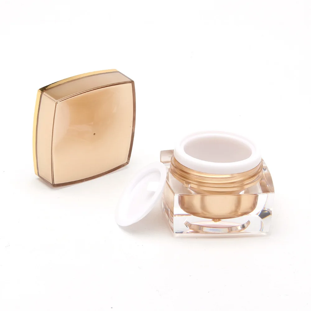 5g 15g Empty Luxury Gold Acrylic Popular Square Jar With Lid Cosmetic ...
