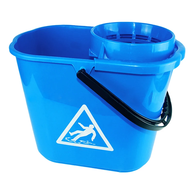 14l Plastic Wringer Mop Bucket With Basket Squeezer Household ...