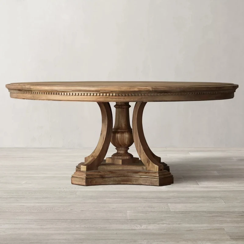 RH American Solid Wood Dining Table - Retro & Adjustable