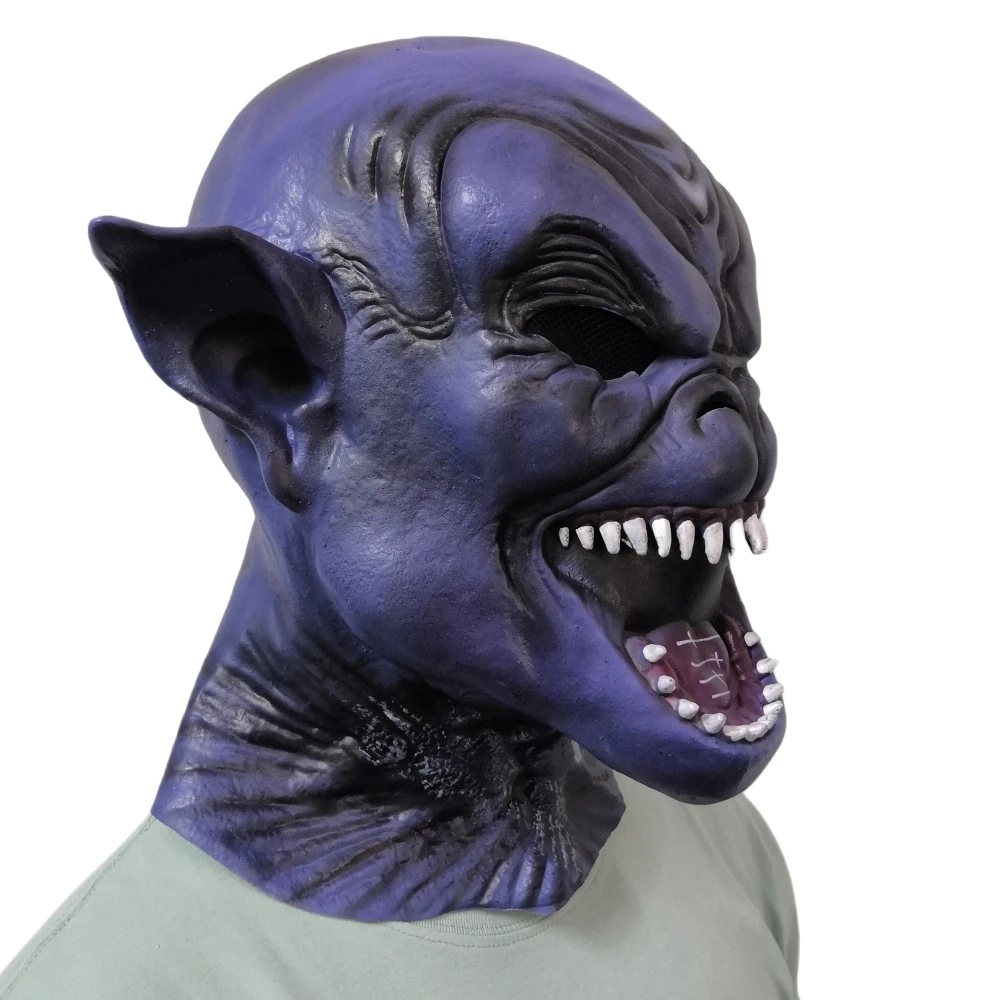 Latex Realistic Purple Demon Mask Scary Halloween Ghost Devil Mask ...