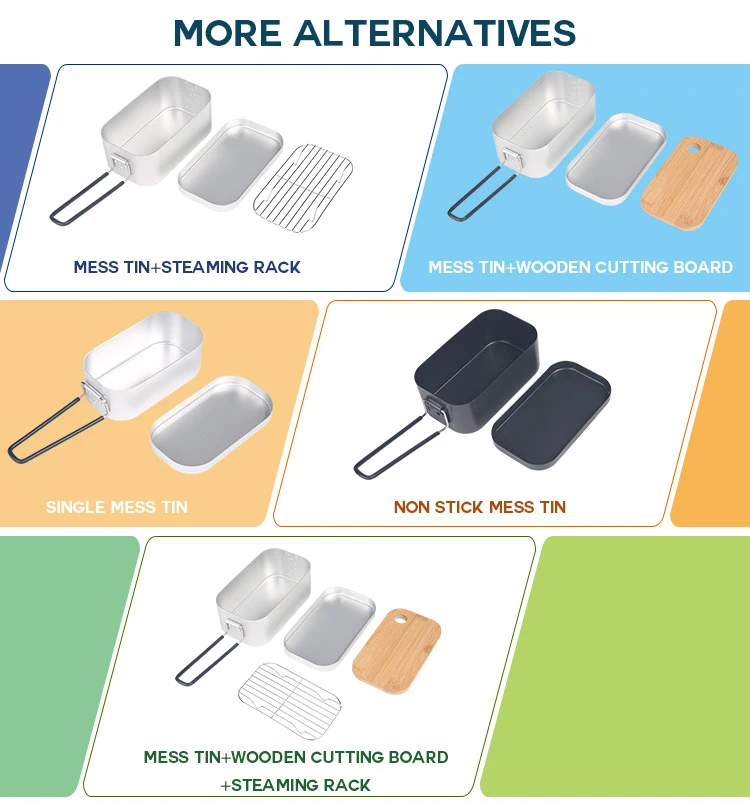 Outdoor Survival Cooking Aluminum Camping Mess Tin With Stainless Steel ...