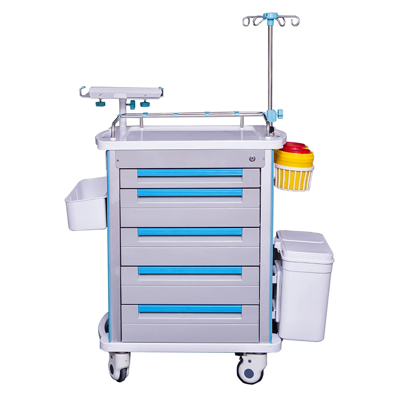Trolley Medical Crash Cart With Cpr Board And Oxygen Tank Holder - Buy ...