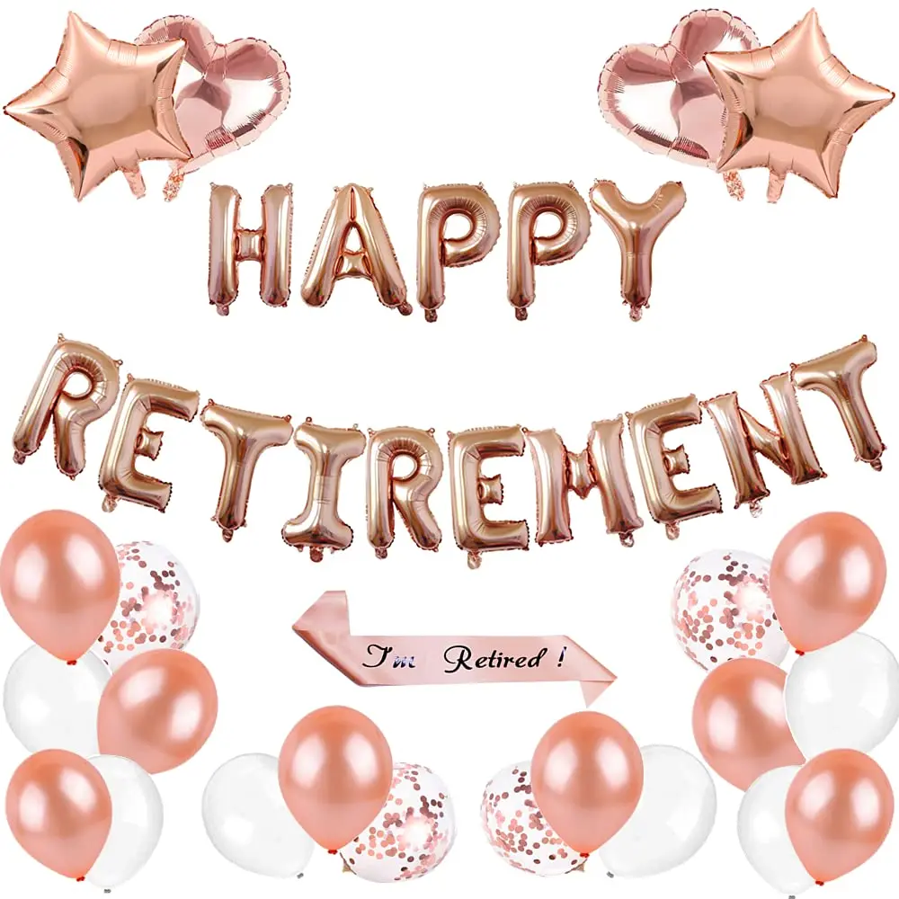 Happy Retirement Letter Foil Balloon I'm Retired Satin Sash Latex Foil ...