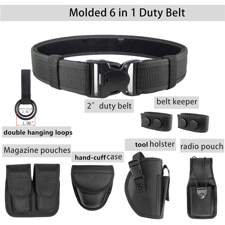 Black Nylon Modular Equipment System Security Guard Tactical Duty ...